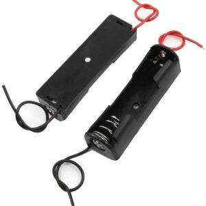 WAYLLSHINE 3Pcs 1 x 1.5V AA Battery Spring Clip Black Plastic 1 x 1.5V AA Battery Case Holder Box Black Red Wire Leads