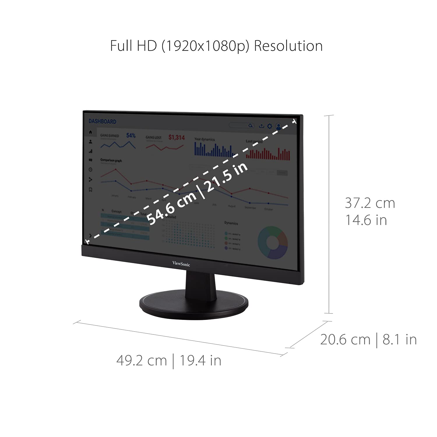 ViewSonic VA2247-MH 22 Inch Full HD 1080p Monitor with 100Hz, FreeSync, Ultra-Thin Bezel, HDMI, VGA (Renewed)