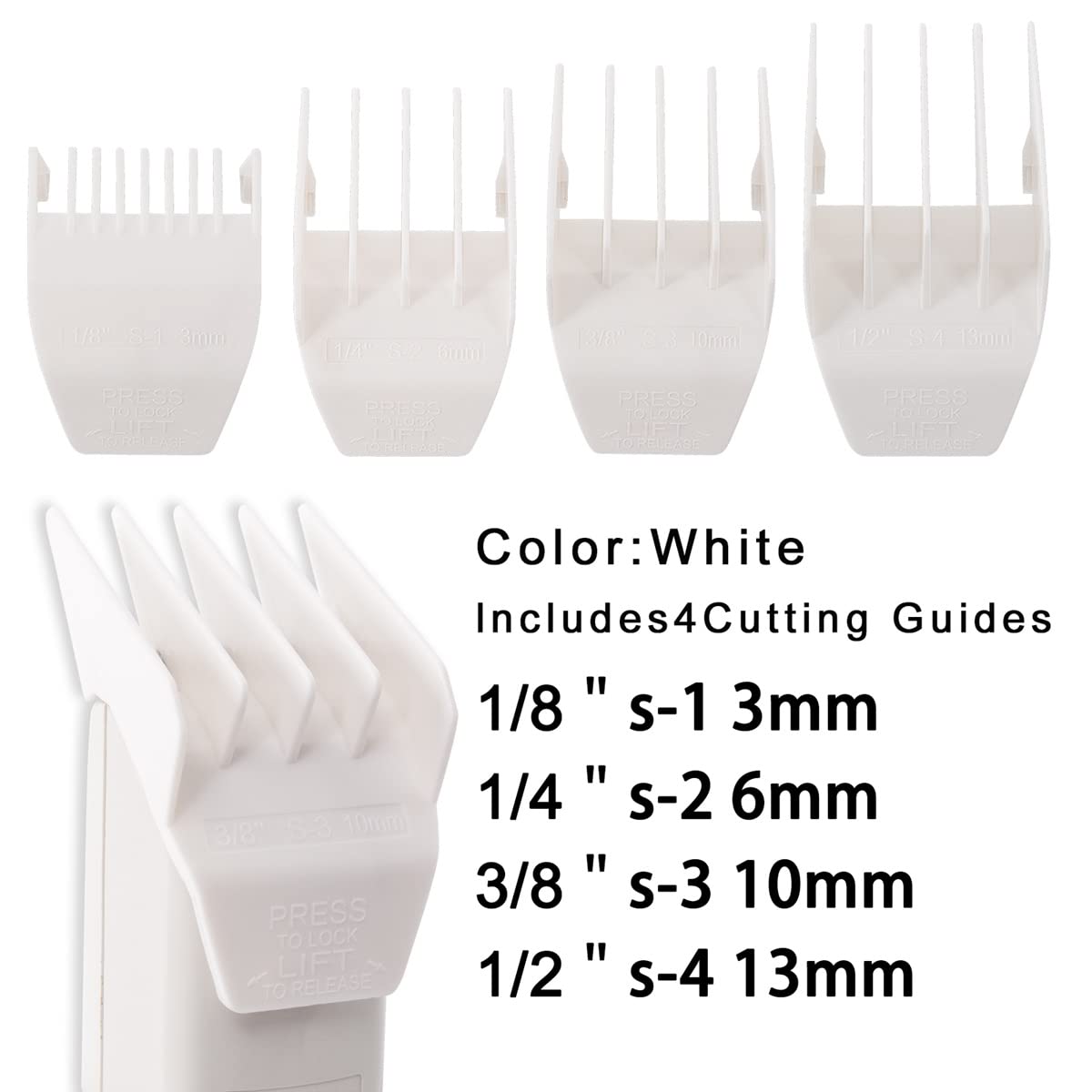 Professional Peanut Clipper Guards for Wahl Peanut – From 1/8 Inch to 1/2 Inch, Fits for Wahl Peanut, White-4PCS