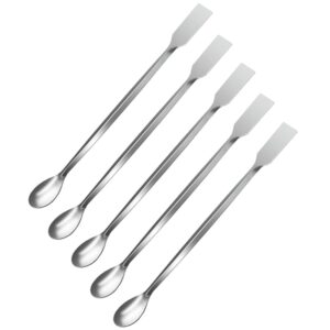 5 pieces 20cm stainless steel lab spoon spatula 2 in 1 long handle laboratory sampling spoon mixing spatula double-ended reagent sampling spoon lab spatulas for experiment lab use