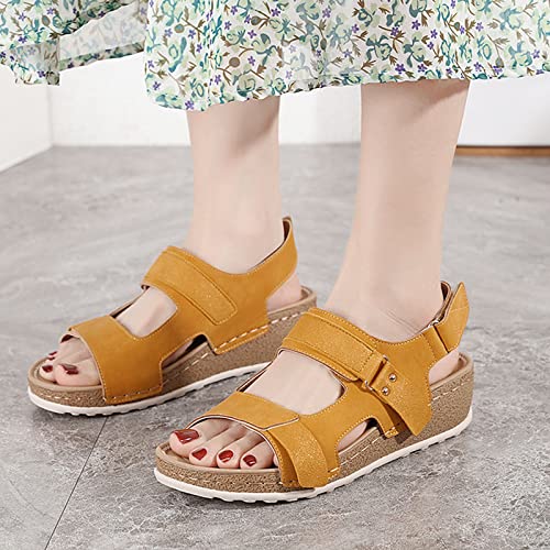 sckarle Women's Summer Sandals Casual Beach Walking Athletic Sandals Wedge Platform Ankle Strap Outdoor Sandal