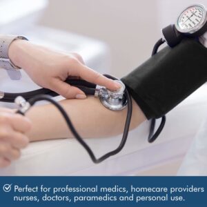 NOVAMEDIC Adult Size Self Taking Black Aneroid Sphygmomanometer, Stethoscope Kit - Professional Blood Pressure Machine with Manual Inflation Cuff w/D-Ring, 8.7”-16.5", BP Monitor Kit w/Carrying Case