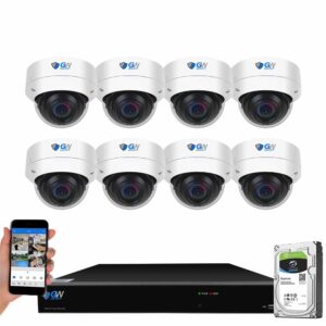 gw security 8 channel nvr ultrahd 4k face/human/vehicle detection poe security camera system with 8 x 4k 8mp ip microphone smart ai dome camera, 100ft night vision, outdoor/indoor surveillance camera