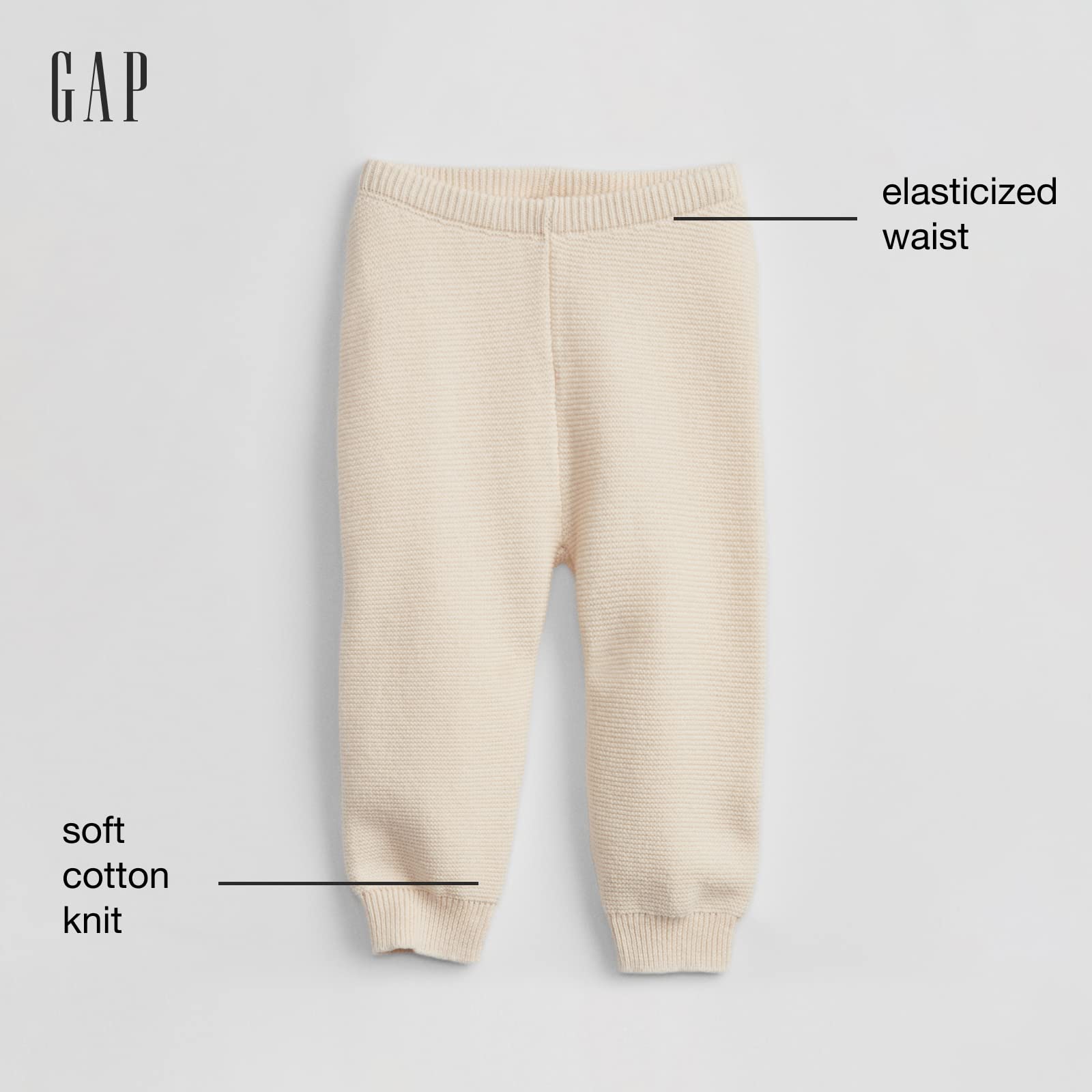 GAP Unisex Baby Bear Garter Pants, French Vanilla, 0-3 Months US