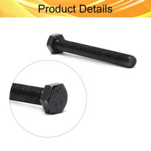 Jutagoss 3PCS M10x90mm Hex Screws Bolts Carbon Steel Fastener Rustproof Metric Fully Threaded Replace Bolt Black