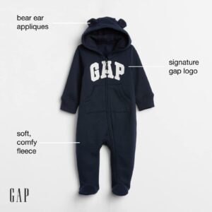 GAP unisex baby Logo Fleece One-piece One Piece, Soft Black, 6-12M US