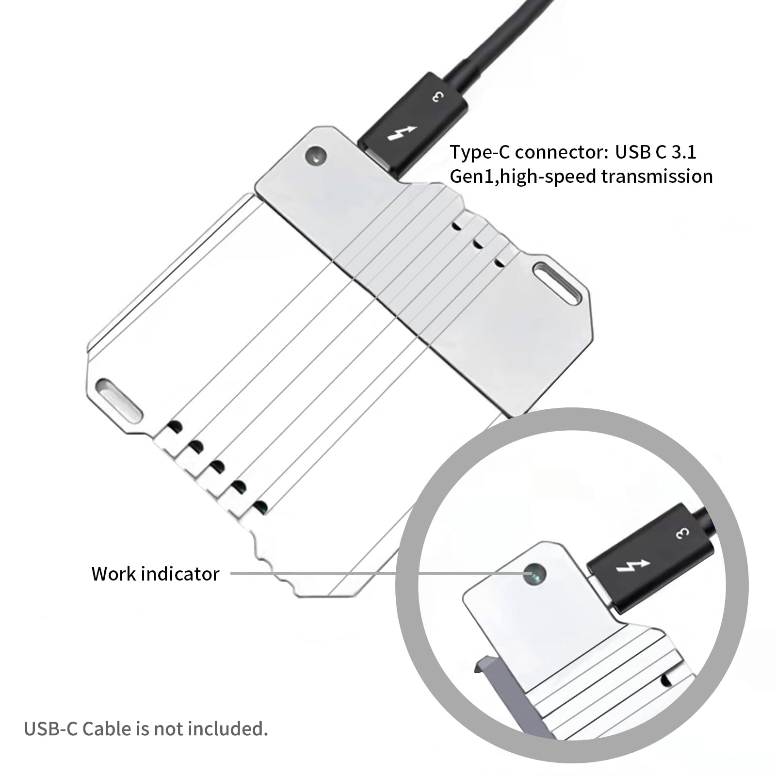 ANDYCINE Lunchbox Reader Interface USB-C to SATA Adapter Compatible with Lunchbox ATOMOS Ninja V SSD Carder