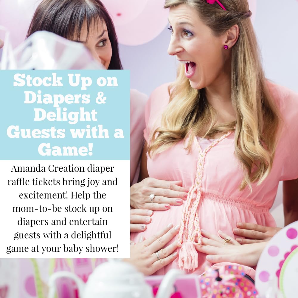 Amanda Creation Little Hatchling Cute Sea Turtle Sea Life Diaper Raffle Tickets for Baby Showers, 20 2" X 3” Double Sided Insert Cards for Games, Bring a Pack of Diapers to Win Favors & Prizes!