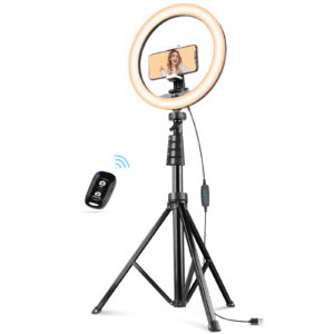 ubeesize 12.2" ring light with 62" selfie stick tripod, led ring light with stand and phone holder for recording/makeup/youtube/tik tok, compatible with cell phone, camera