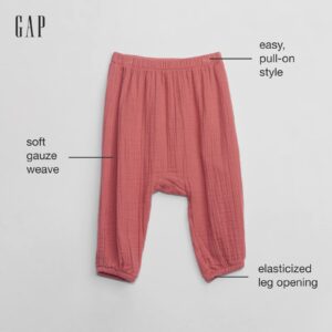 GAP Unisex Baby Gauze Pants, Roseberry, 12-18 Months US