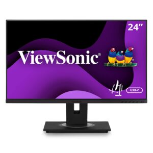 viewsonic vg2456a 24 inch 1080p ips monitor with 90w usb c, docking built-in, rj45, 40 degree tilt ergonomics (renewed)