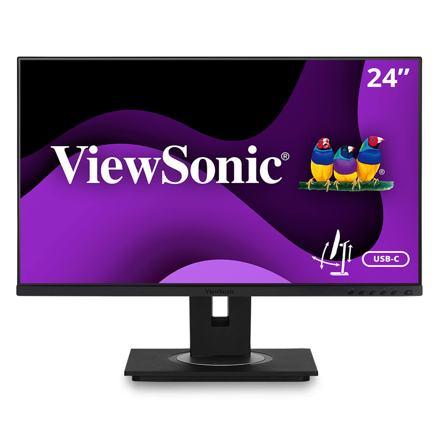 ViewSonic VG2456A 24 Inch 1080p IPS Monitor with 90W USB C, Docking Built-in, RJ45, 40 Degree Tilt Ergonomics (Renewed)