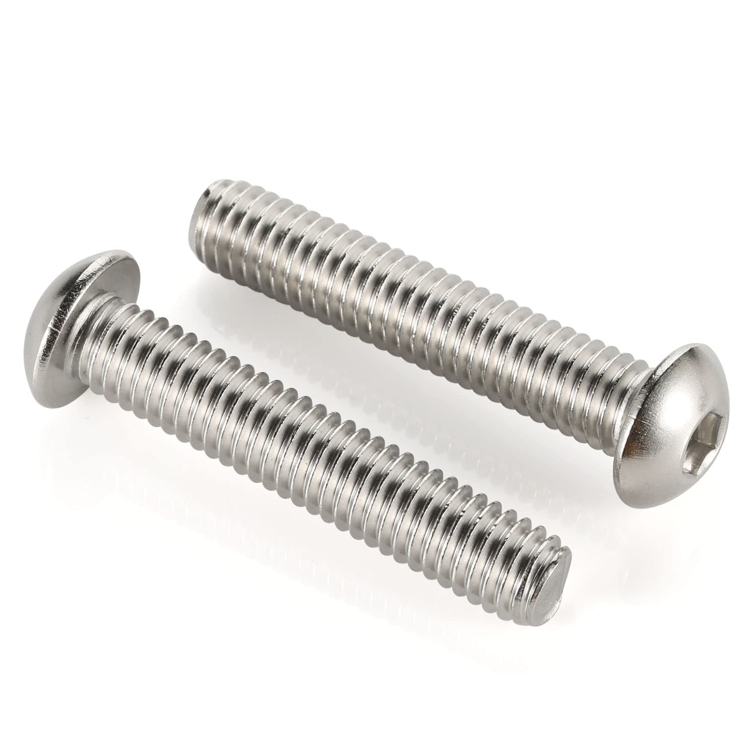 5/16-18 X 1-1/4" Button Head Socket Cap Screw, Allen Socket Drive Screws, Stainless Steel 18-8, Plain Finish, Quantity 20