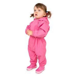 jan & jul toddler rain suit for baby girls with waterproof shell (puddle-dry: watermelon pink, size: 2 years)