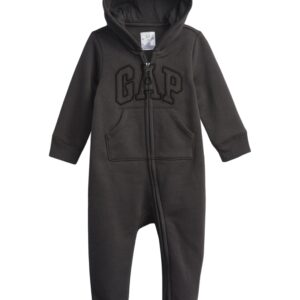 GAP unisex baby Logo Fleece One-piece One Piece, Soft Black, 6-12M US