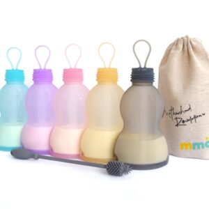 MMÄ Silicone Breastmilk Storage Bags, Eco-Friendly, Reusable Breastmilk bags, Breast Pump Accessories, Leakproof, BPA-Free, Plastic-free, Freezer and Fridge Safe Bags, silicone brush