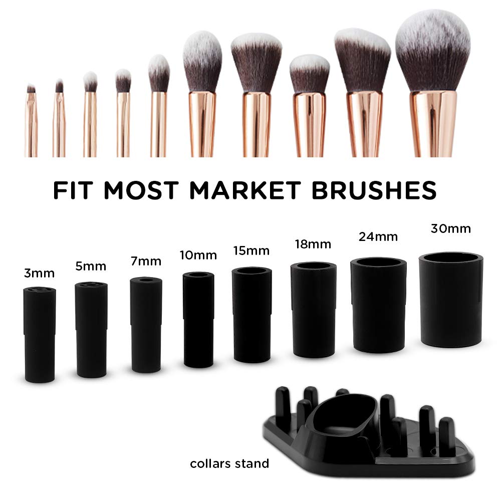 CICK Makeup Brush Cleaner Machine, Fast Electric Makeup Brush Cleaner Dryer with 8 Rubber Collars, Deep Cosmetic Brush Spinner for All Size Brushes, Wash and Dry in Seconds