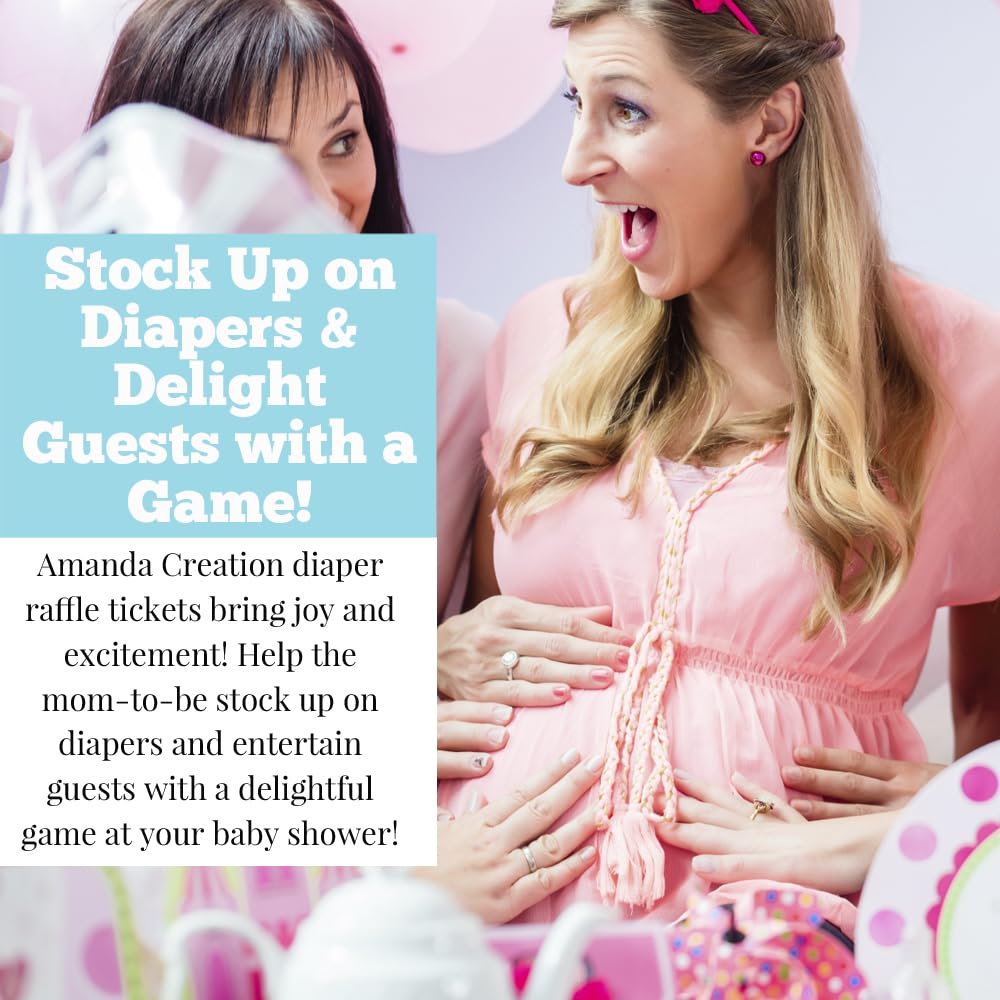 Amanda Creation Underwater Cute Sea Life Diaper Raffle Tickets for Baby Showers, 20 2" X 3” Double Sided Insert Cards for Games, Bring a Pack of Diapers to Win Favors & Prizes!