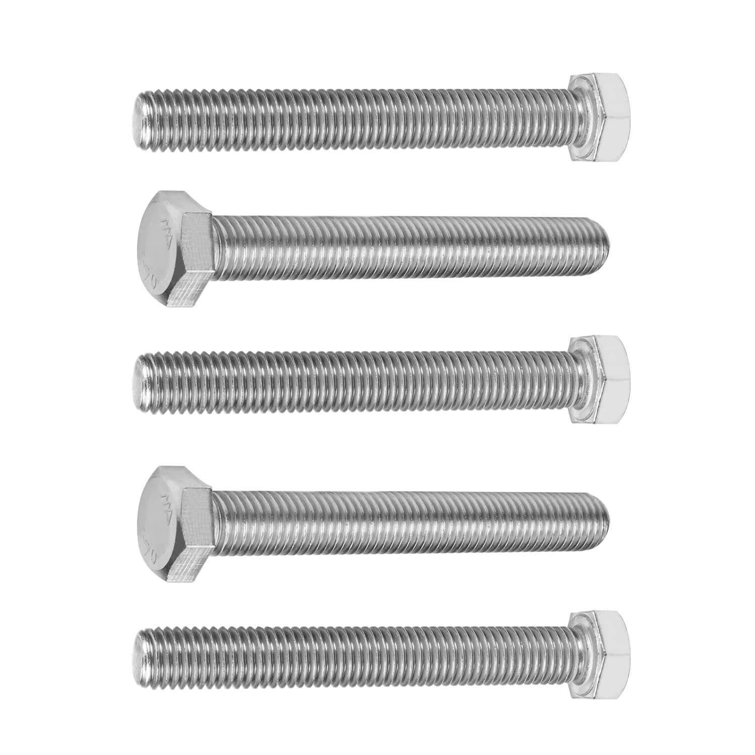 Jutagoss 5pcs M12 Hex Bolt M12-1.75 x 90mm UNC Hex Head Screw Bolts 304 Stainless Steel Fully Threaded Hex Tap Bolts