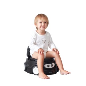 toddler potty, baby potty training toilet, cpsc certified, 3 in 1 installation-free racer baby toilet with backrest, thickened pu cushion and splash guard (black)