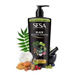 sesa ayurvedic medicinal shampoo hairfall control anti dandruff shampoo infused with 17 ayurvedic herbs smooth & shiny hair for men & women - 500 ml or 16.90 oz