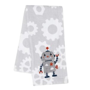 bedtime originals robbie robot baby blanket, gray