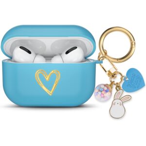 aiiko compatible airpods pro case with cute lucky ball rabbit keychain gold heart pattern soft tpu shockproof protective ipod pro case cover for airpods pro（2019 released） for girls women-black