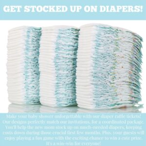 Amanda Creation Little Hatchling Cute Sea Turtle Sea Life Diaper Raffle Tickets for Baby Showers, 20 2" X 3” Double Sided Insert Cards for Games, Bring a Pack of Diapers to Win Favors & Prizes!