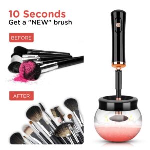 CICK Makeup Brush Cleaner Machine, Fast Electric Makeup Brush Cleaner Dryer with 8 Rubber Collars, Deep Cosmetic Brush Spinner for All Size Brushes, Wash and Dry in Seconds