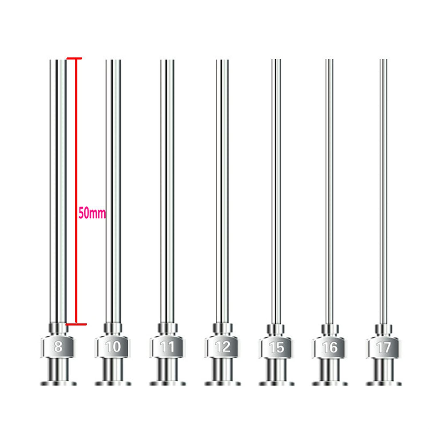 12Pcs 20G Dispensing Needle Set, Stainless Steel Syringe Dispensing Blunt Tip - 2inch/50mm, Blunt Tip, All Metal