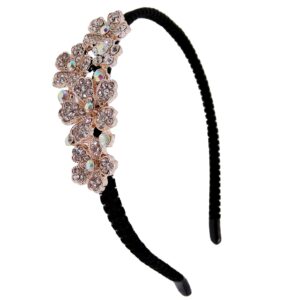 bodbop crystal hair band, fashion headband for women, pearl hairband head hoop for girls with pretty cute rhinestone flower, nice elegant headwear accessory with shiny bling for wedding bride beauty care (plum 5) (flower 3)