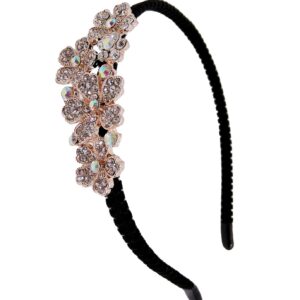 bodbop Crystal Hair Band, Fashion Headband for Women, Pearl Hairband Head Hoop for Girls with Pretty Cute Rhinestone Flower, Nice Elegant Headwear Accessory with Shiny Bling for Wedding Bride Beauty Care (Plum 5) (Flower 3)