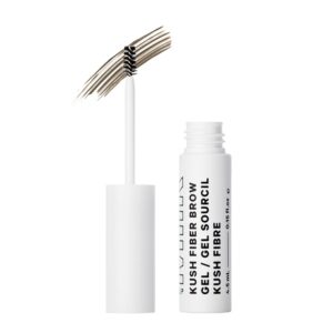 milk makeup kush fiber brow gel, herb (medium brown) - thickening brow gel - soft, flexible hold - vegan, cruelty free