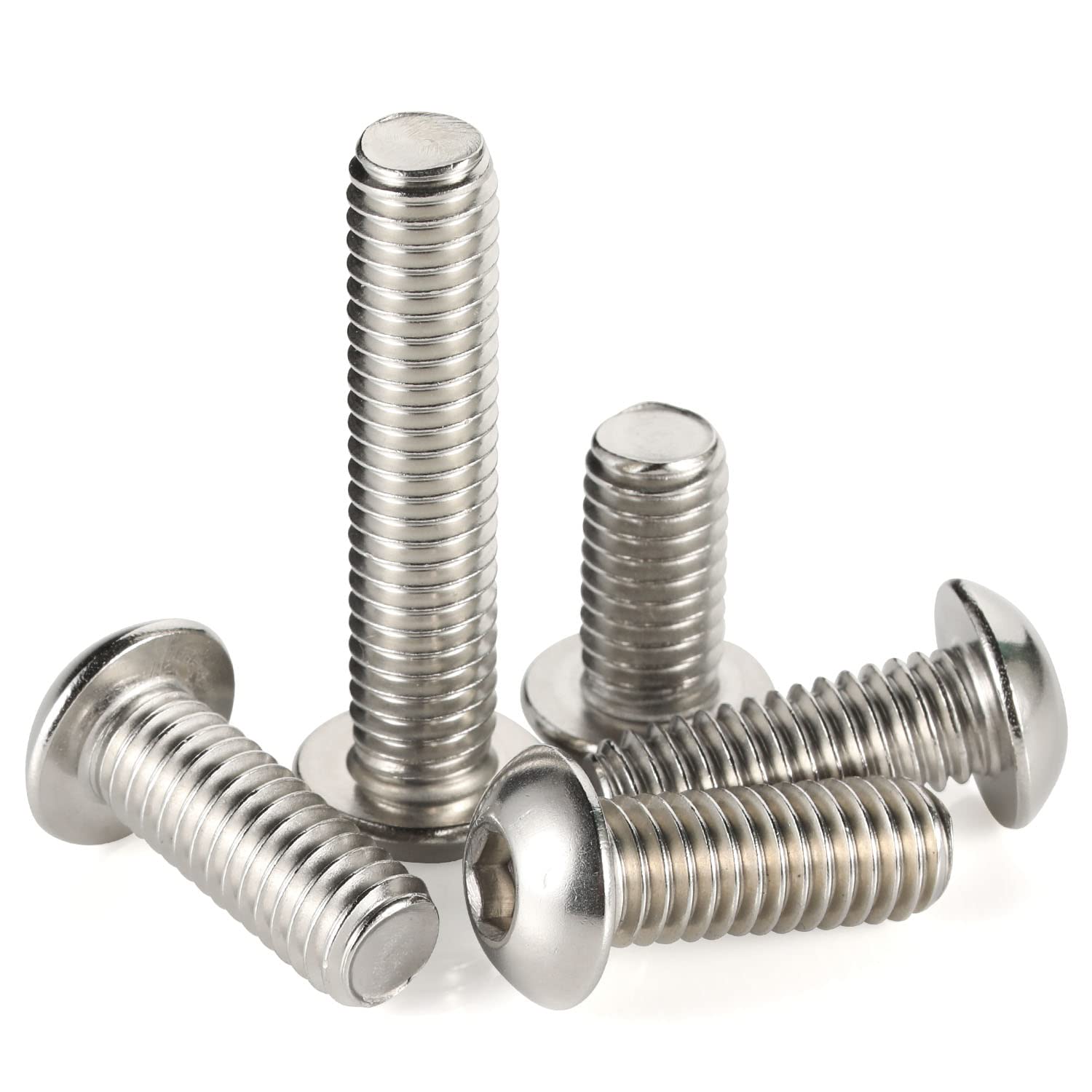 5/16-18 X 1-1/4" Button Head Socket Cap Screw, Allen Socket Drive Screws, Stainless Steel 18-8, Plain Finish, Quantity 20