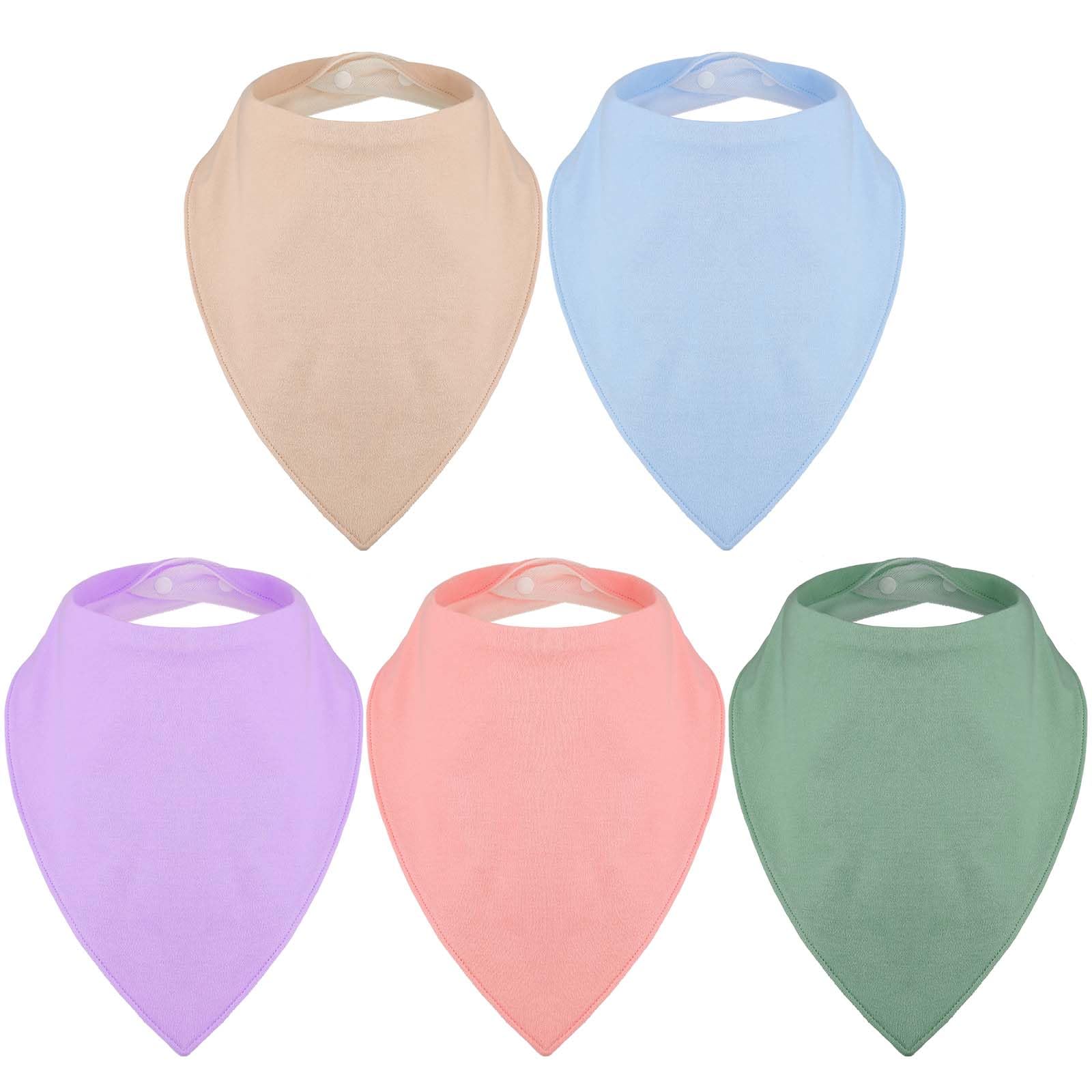 Janmercy 5 Pack Adult Drool Bandana Bibs Soft Large Absorbent Bibs Set for Special Needs Waterproof, Kids 4+ Years, Teens, Men Women(Cream. Blue, Purple, Pink, Green.)