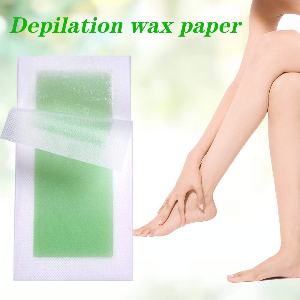 40 Wax Strips for Hair Removal, Hair Removal Pads for Women Legs Body Arms Underarm Eyebrow Bikini - Natural Green Wax Strips