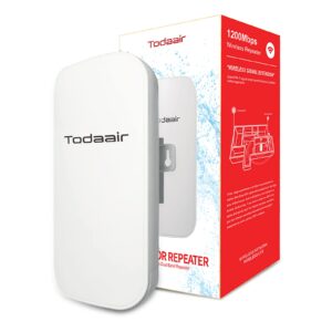 todaair outdoor wifi extender，wifi booster and signal amplifier，internet booster，wireless bridge，up to 1200mbps dual band wifi repeater ，covers up to least 3440 sq. ft and 30 devices