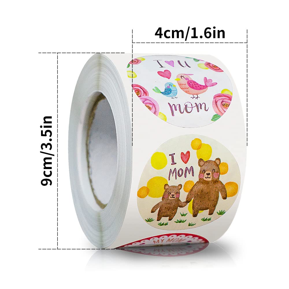 500Pcs Mothers Day Stickers,Mother’s Day Stickers Roll,Happy Mothers Day Stickers for Envelopes Gift Cards Decorations