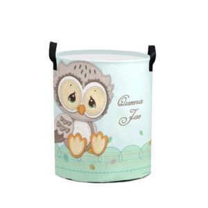 woodland owl storage bin, waterproof oxford fabric clothes basket organizer for laundry hamper,toy bins,gift baskets, bedroom, clothes,baby nursery