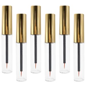 10ml Plastic Eyeliner Vials Bottle Empty Refillable Disposable Eyeliner Brush Applicator Multi-functional Eyelashes Container for DIY Eyelash Growth Oil, Eye Gloss Liquid, Gold Cover, Pack of 10