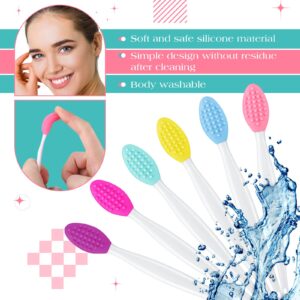 100 Pieces Lip Scrub Brushes Double Sided Silicone Exfoliating Lip Brush with Container Soft Silicone Face Lips Cleaning Tool Silicone Lip Scrubber for Plump Smoother Lip Appearance Multi-colored