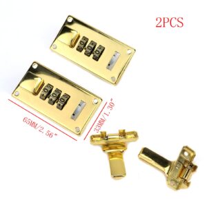 Mewutal 2pcs Luggage Combination Lock, Toolbox Hasp with Combination Lock, 3 Digit Combination Lock (Gold)