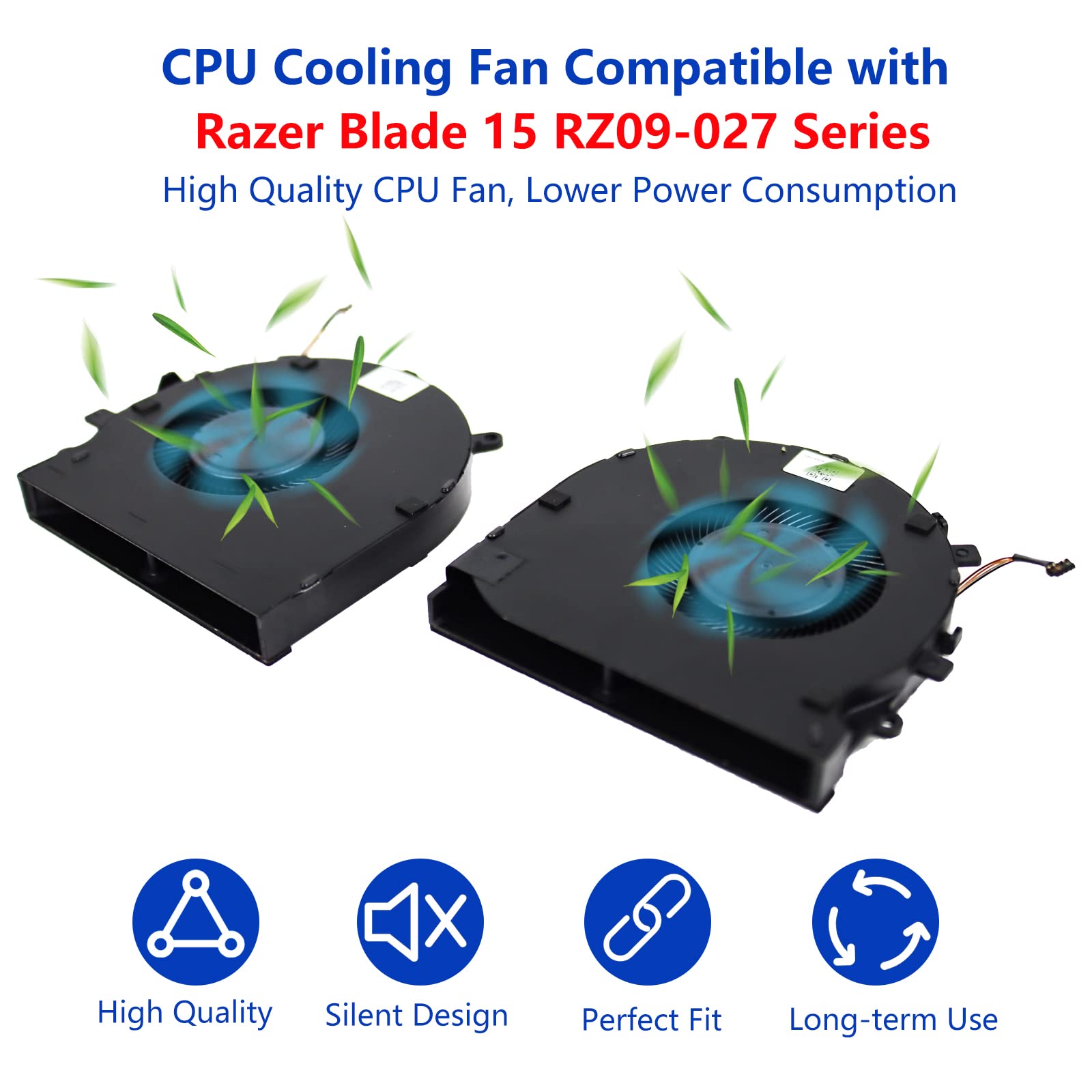 S-Union New CPU+GPU Cooling Fan Replacement for Razer Blade 15 RZ09-0270 RZ09-02705E75 RZ09-02705E76 RZ09-0300 RZ09-03009E97 RZ09-0328 RZ09-03287E72 Series Game Laptop (with Thermal Paste and Spatula)