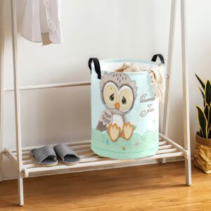 Woodland Owl Storage Bin, Waterproof Oxford Fabric Clothes Basket Organizer for Laundry Hamper,Toy Bins,Gift Baskets, Bedroom, Clothes,Baby Nursery