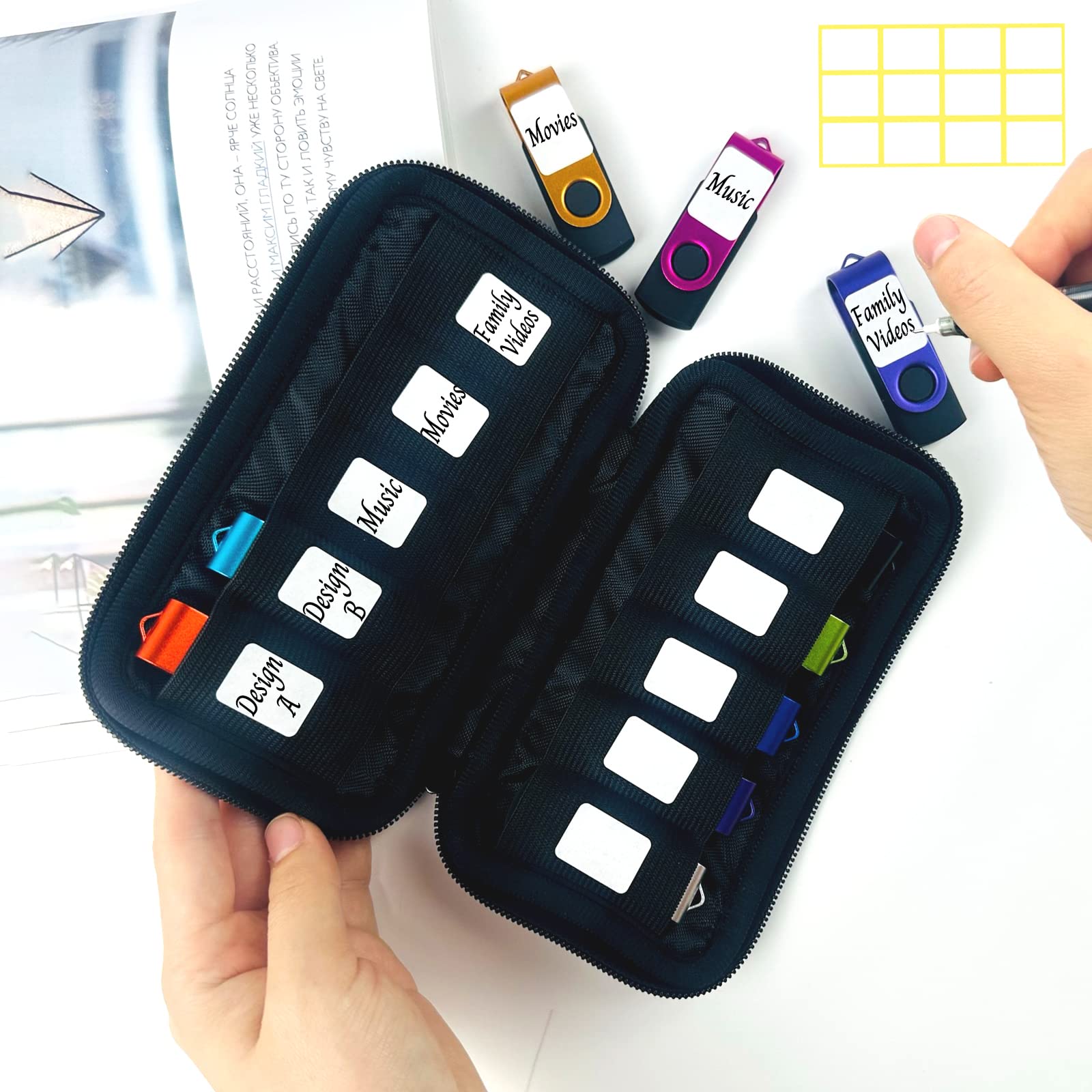 Bundle of USB Case of 10 Slots and 2GB USB Flash Drives 10 Pack Blue Mix Black USB Holders to Organize 10 Thumb Drives 2 GB