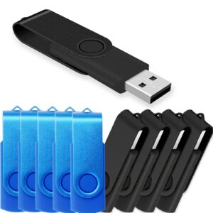 Bundle of USB Case of 10 Slots and 2GB USB Flash Drives 10 Pack Blue Mix Black USB Holders to Organize 10 Thumb Drives 2 GB