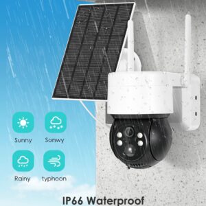 ANBERX Outdoor Security Camera, 2K/3MP Night Vision Security Cameras Wireless Outdoor with PIR Motion Sensor IP66 Waterproof Solar Camera Security Outdoor(Black)