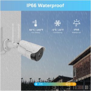 WEILAILIFE 【2-Way Audio ＆ 90ft Night Vision】 3MP Outdoor/Home Wireless Extended Security Camera, Bullet Exterior Surveillance, IP66 Waterproof