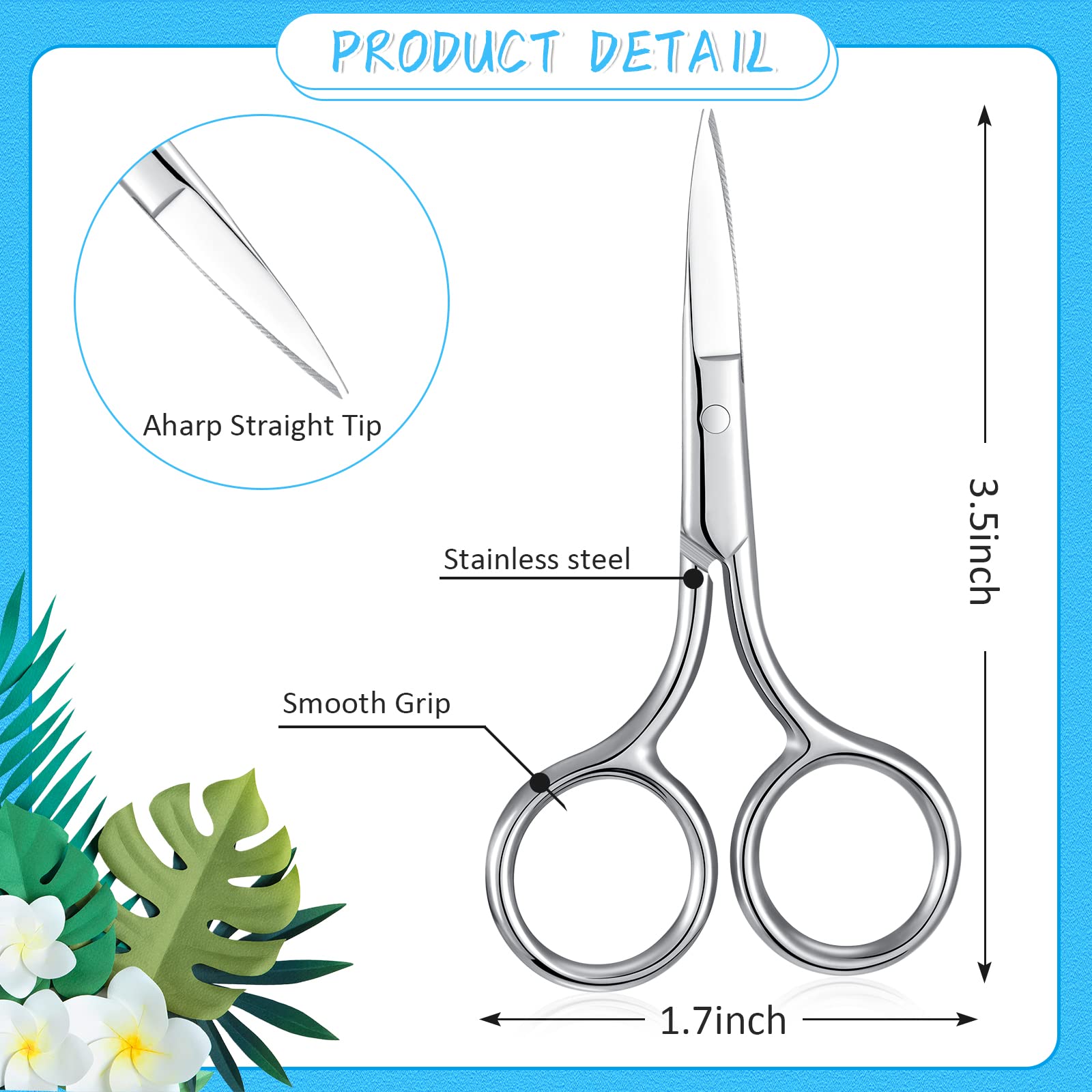 12 Pieces Nose Hair Scissor Small Scissor Facial Hair Scissors Stainless Steel Straight Tip Scissors Eyebrows Grooming Trimming Scissors Multi Purpose Beauty Scissors for Mustache Beard Nose