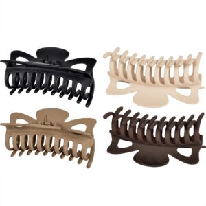 79Style Hair Clips for Women, 4.7 Inch Big Claw Clips for Thick Long Hair, Non-slip Durable Large Hair Clips, Extra Large Giant Hair Clamps, Strong Hold, 4 Pack (Brown)